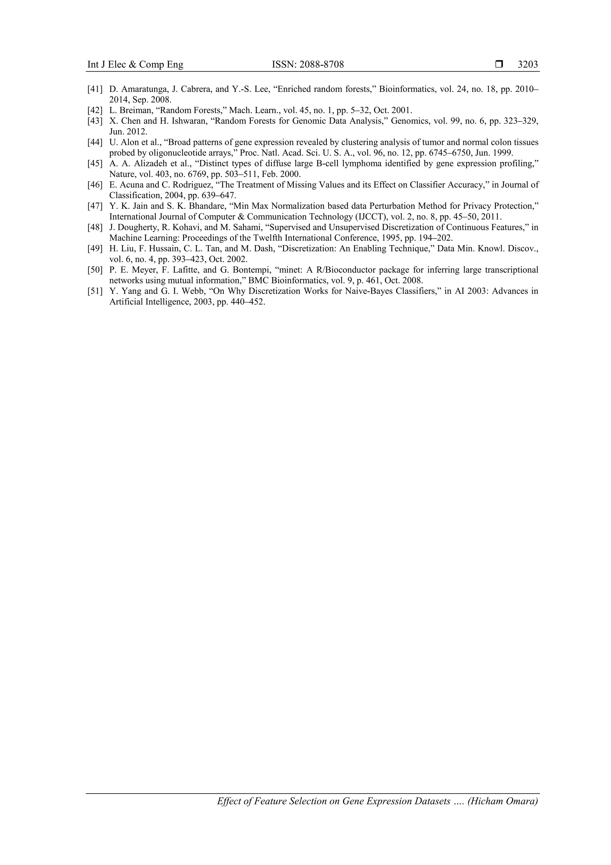 Effect Of Feature Selection On Gene Expression Datasets Classification