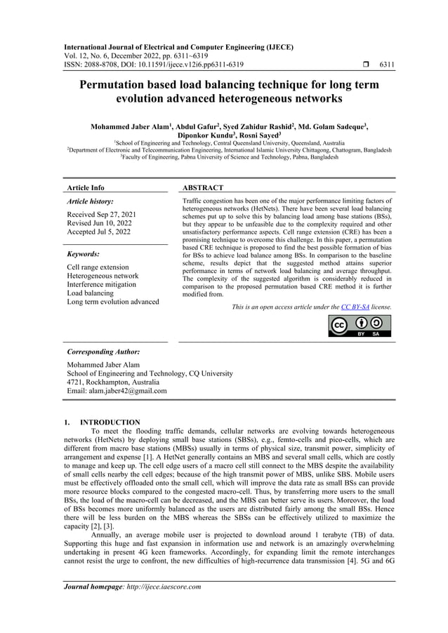 Permutation based load balancing technique for long term evolution advanced heterogeneous ...