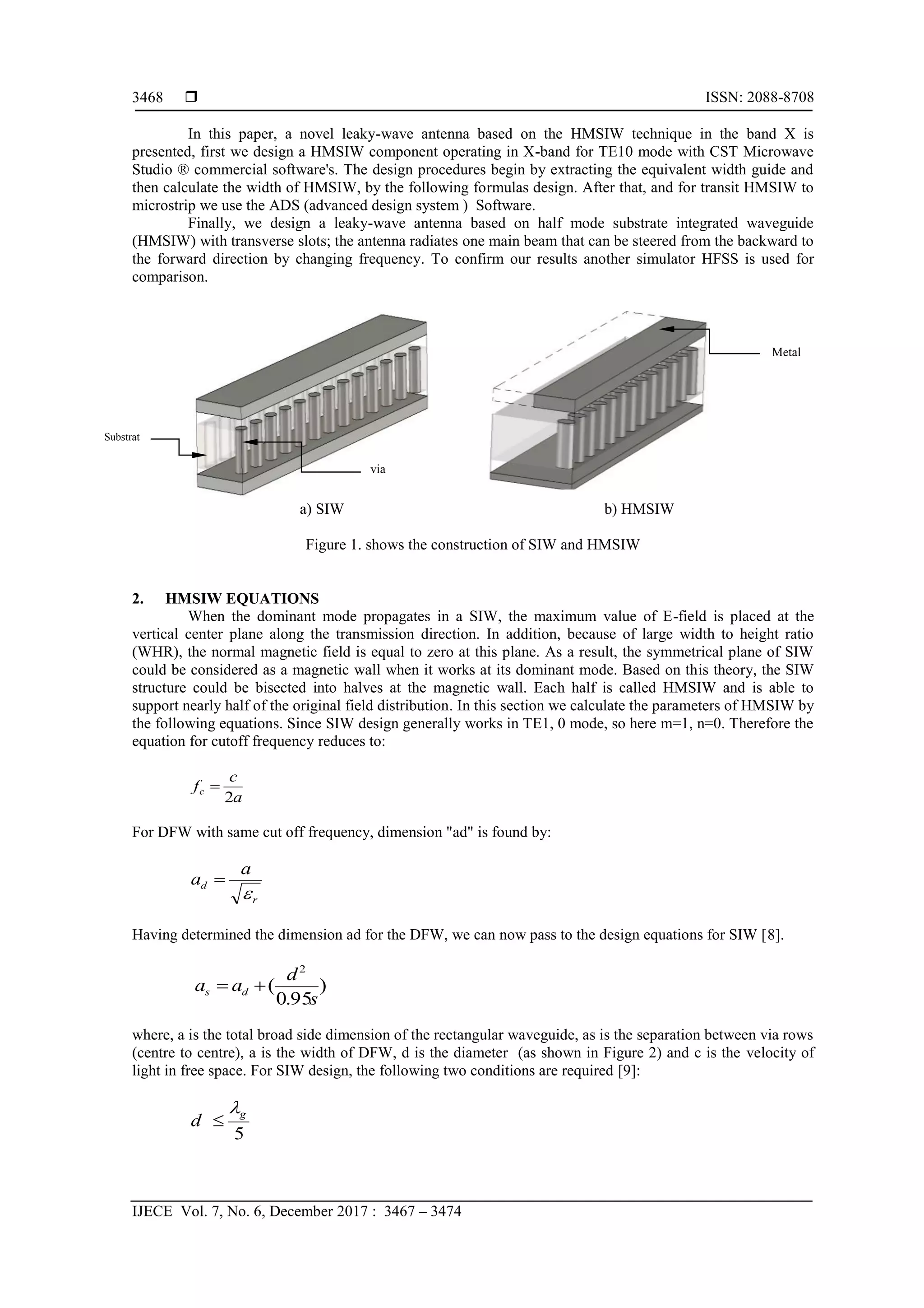A Leaky Wave Antenna Design Based on Half-mode Substrate Integrated ...