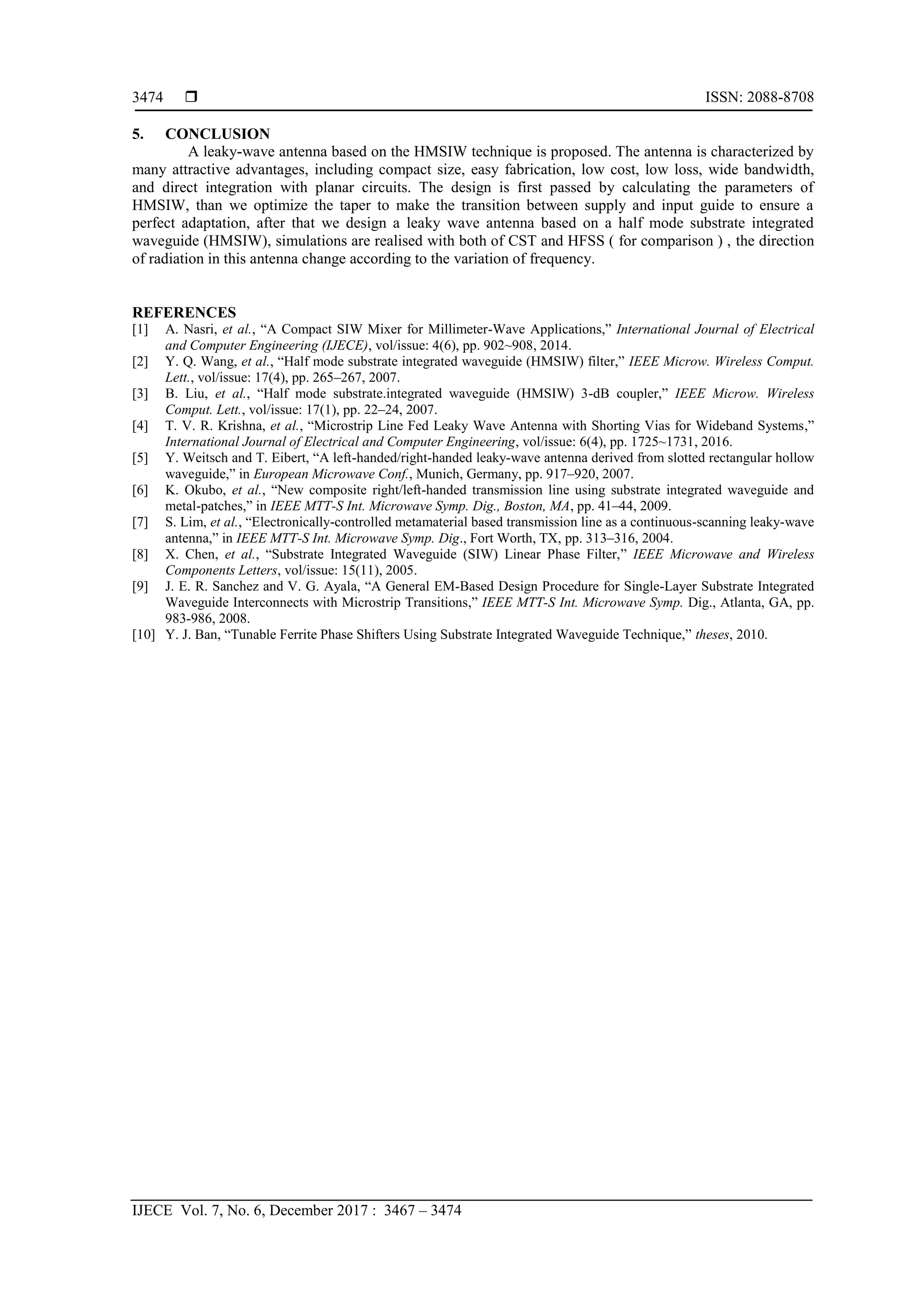A Leaky Wave Antenna Design Based on Half-mode Substrate Integrated ...