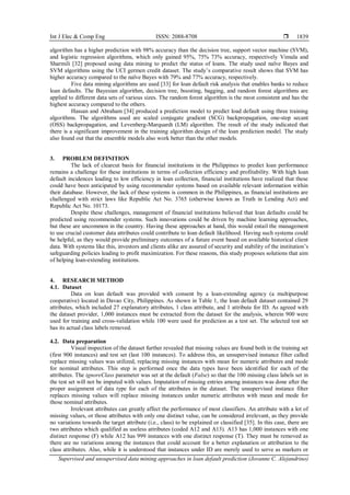 Supervised and unsupervised data mining approaches in loan default prediction | PDF