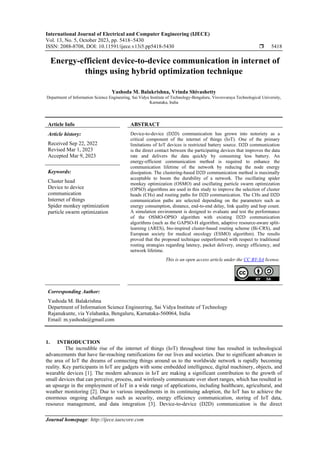 Energy-efficient device-to-device communication in internet of things using hybrid optimization ...