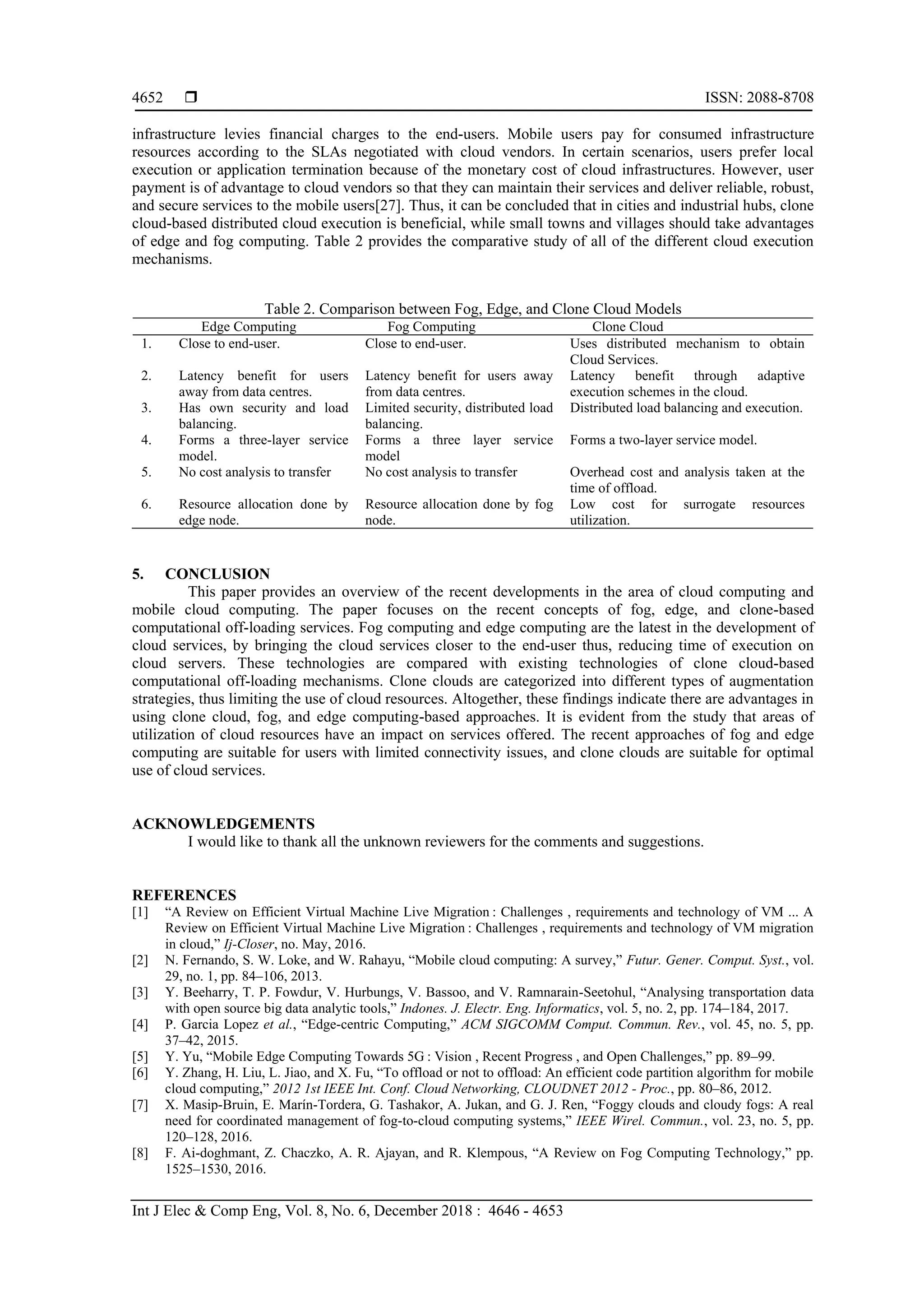 A Comparison of Cloud Execution Mechanisms Fog, Edge, and Clone Cloud Computing | PDF