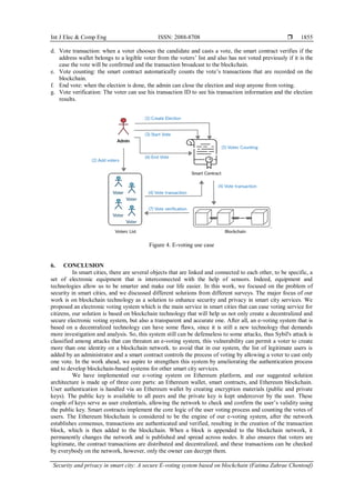 Security and privacy in smart city: a secure e-voting system based on blockchain | PDF