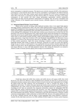 Power Consumption Modeling and Analysis of Integrated Optical-Wireless Access Network | PDF ...
