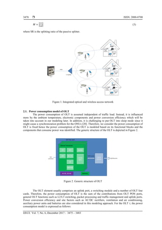 Power Consumption Modeling and Analysis of Integrated Optical-Wireless Access Network | PDF ...