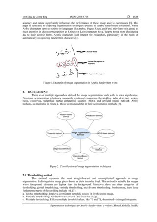 Segmentation techniques for Arabic handwritten: a review | PDF