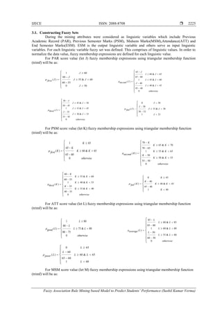 Fuzzy Association Rule Mining based Model to Predict Students’ Performance | PDF