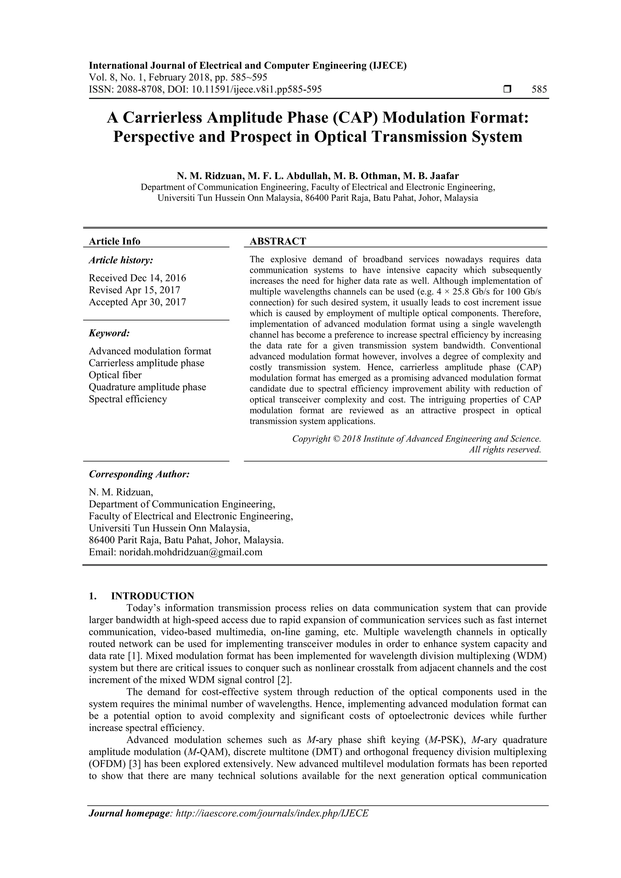 A Carrierless Amplitude Phase Cap Modulation Format Perspective And Prospect In Optical