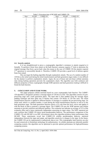 An optimized 128-bit cellular automata-based hash function for authentication of data at rest ...