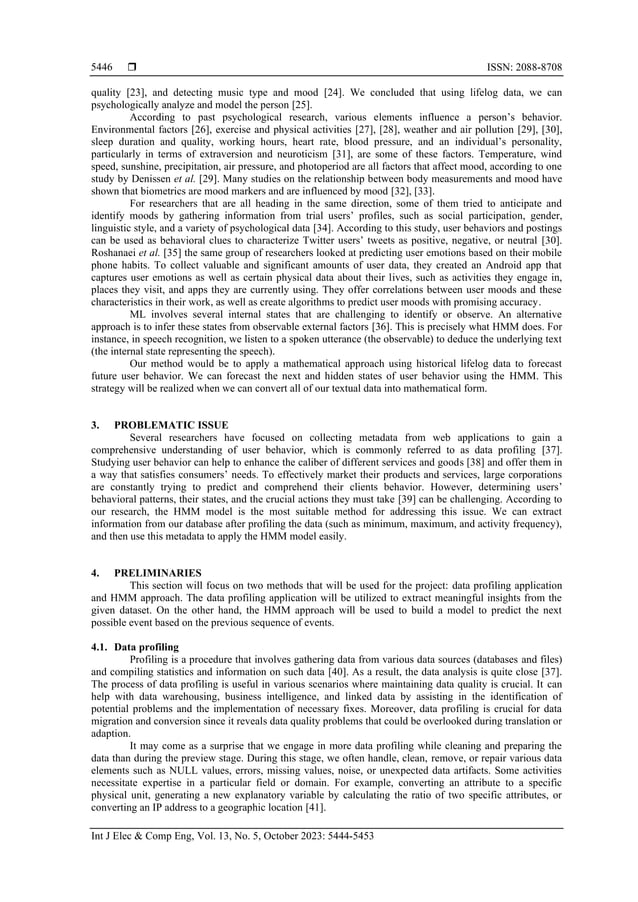 Predicting User Behavior Using Data Profiling And Hidden Markov Model