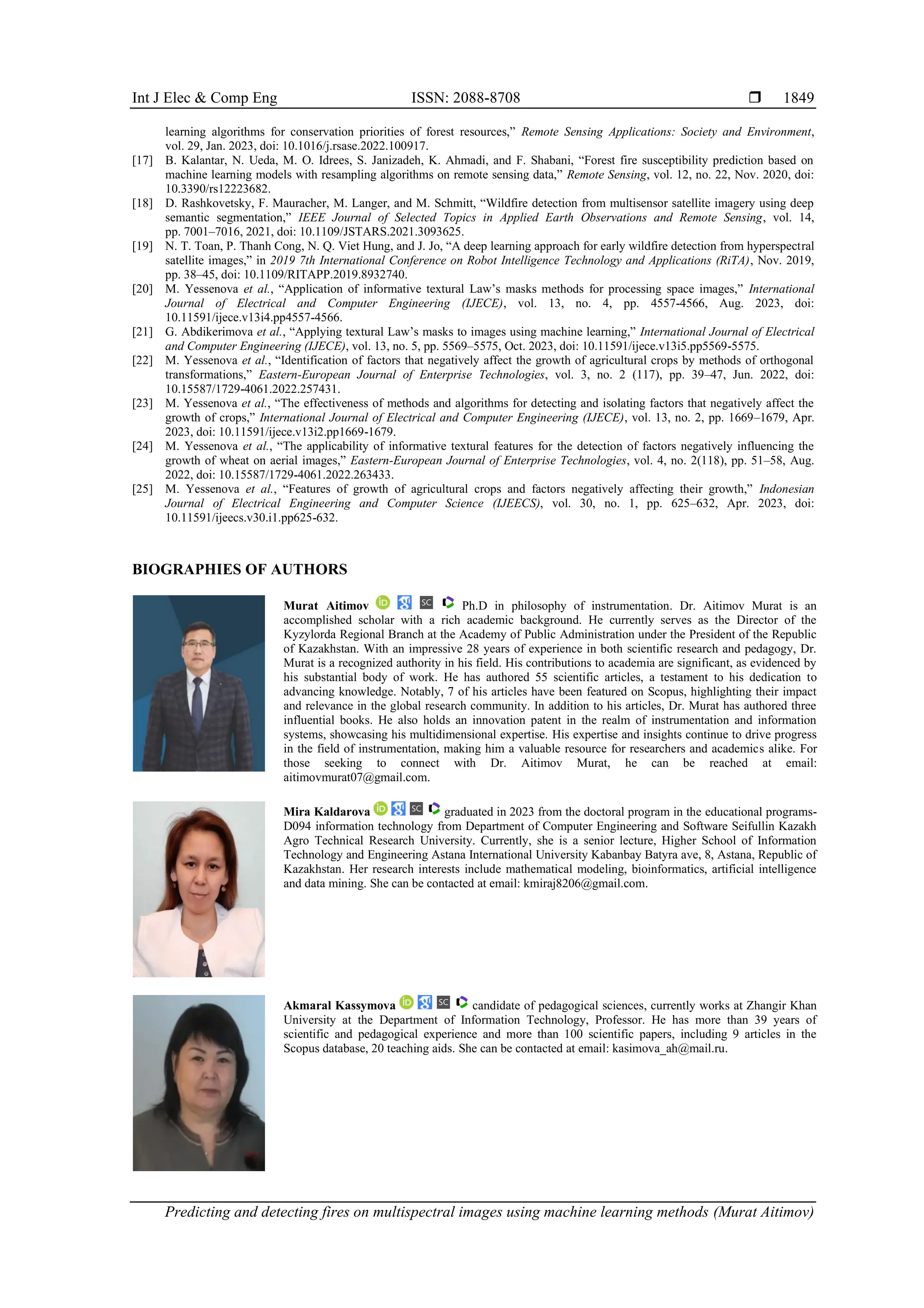 Predicting and detecting fires on multispectral images using machine learning methods | PDF ...