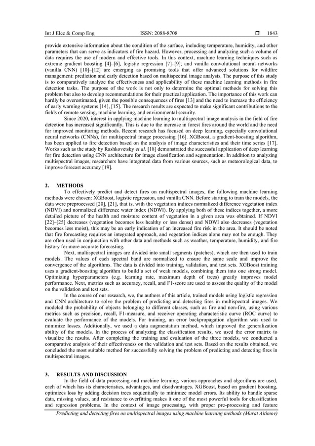 Predicting and detecting fires on multispectral images using machine learning methods | PDF ...