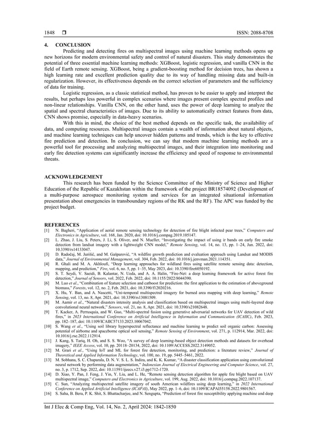 Predicting and detecting fires on multispectral images using machine learning methods | PDF ...