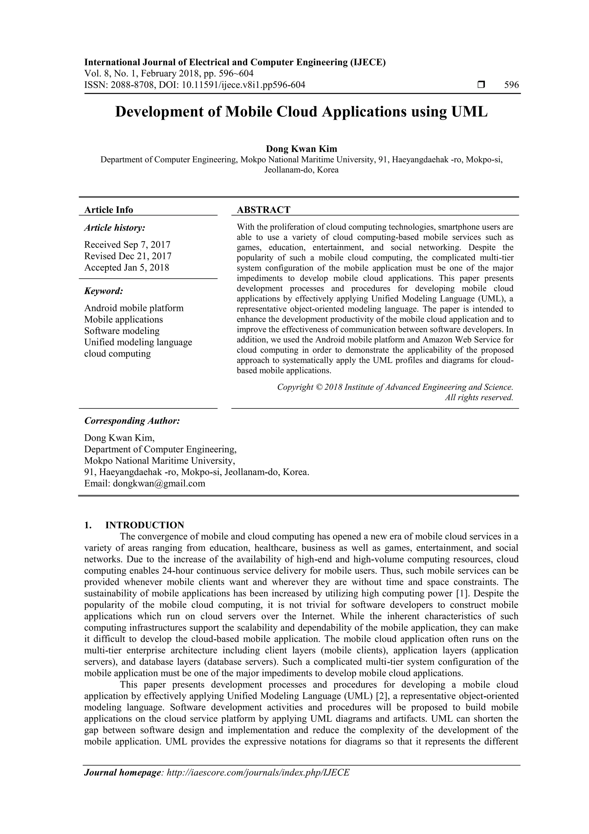 Development Of Mobile Cloud Applications Using Uml Pdf