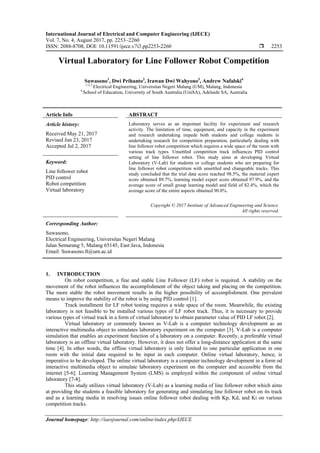 Virtual Laboratory for Line Follower Robot Competition | PDF
