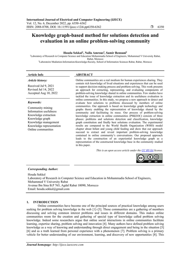 Knowledge graph-based method for solutions detection and evaluation in an online problem-solving ...