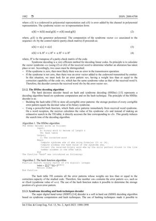 Efficiency of two decoders based on hash techniques and syndrome calculation over a Rayleigh ...