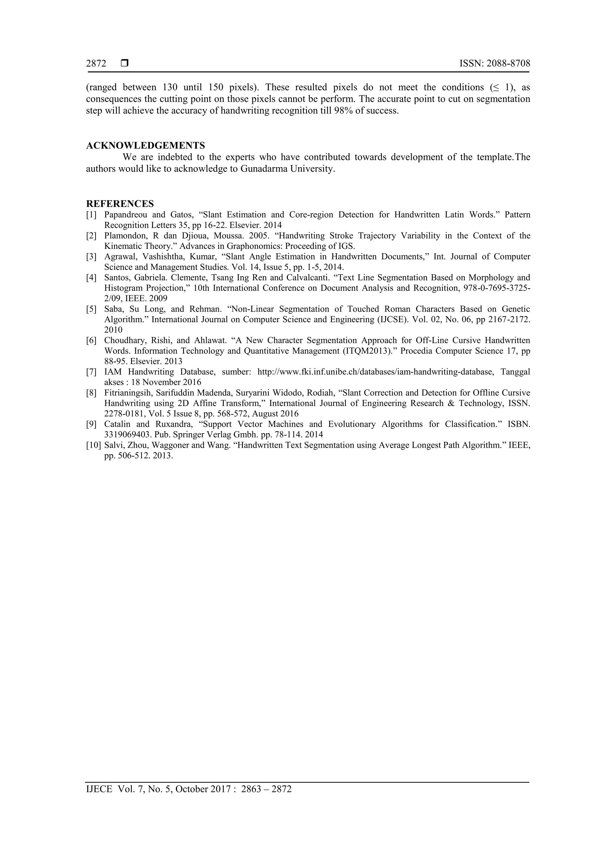 Cursive Handwriting Segmentation Using Ideal Distance Approach | PDF