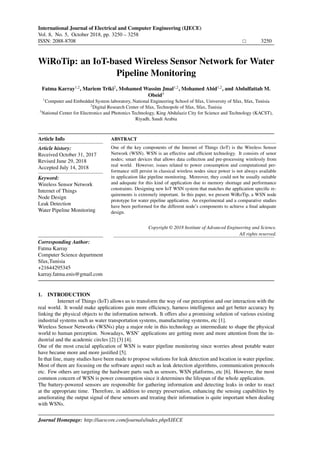 WiRoTip: an IoT-based Wireless Sensor Network for Water Pipeline Monitoring | PDF