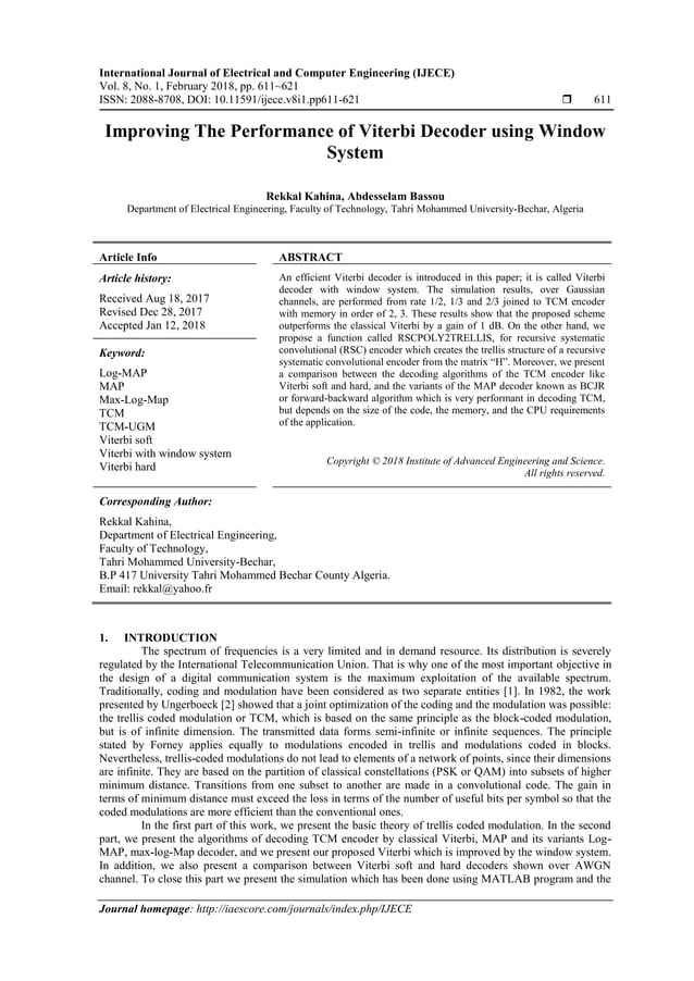 Improving The Performance Of Viterbi Decoder Using Window System Pdf