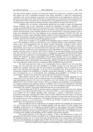 Enhanced TextRank using weighted word embedding for text summarization | PDF