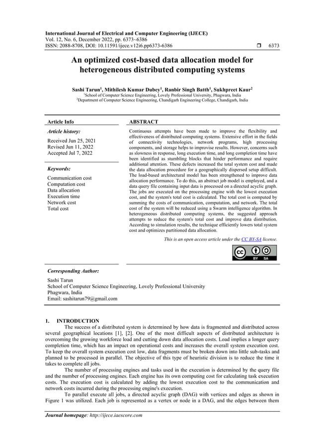 An Optimized Cost Based Data Allocation Model For Heterogeneous Distributed Computing Systems Pdf 