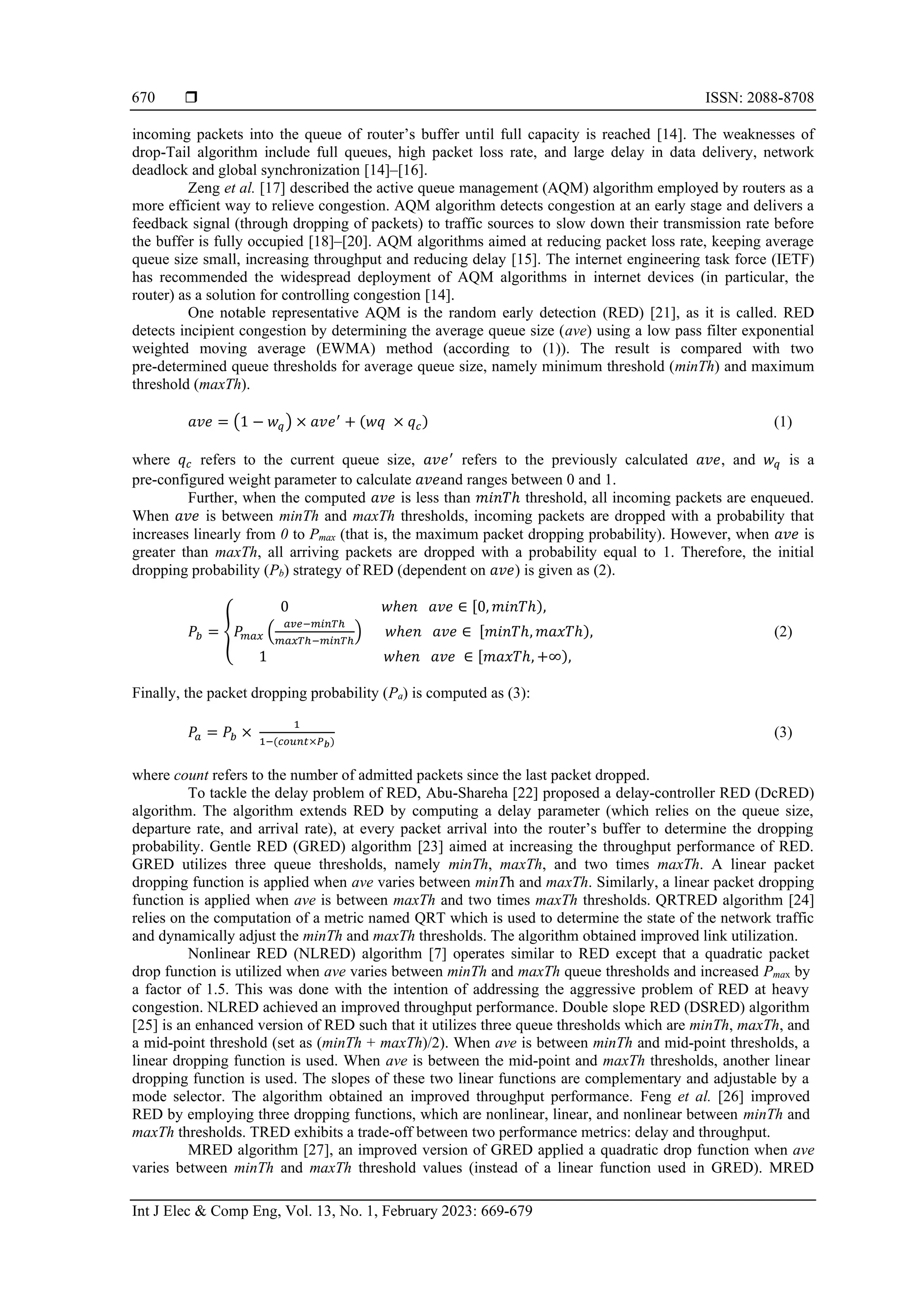 Quadratic exponential random early detection: a new enhanced random early detection-oriented ...