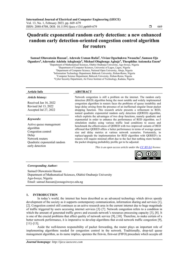 Quadratic exponential random early detection: a new enhanced random early detection-oriented ...