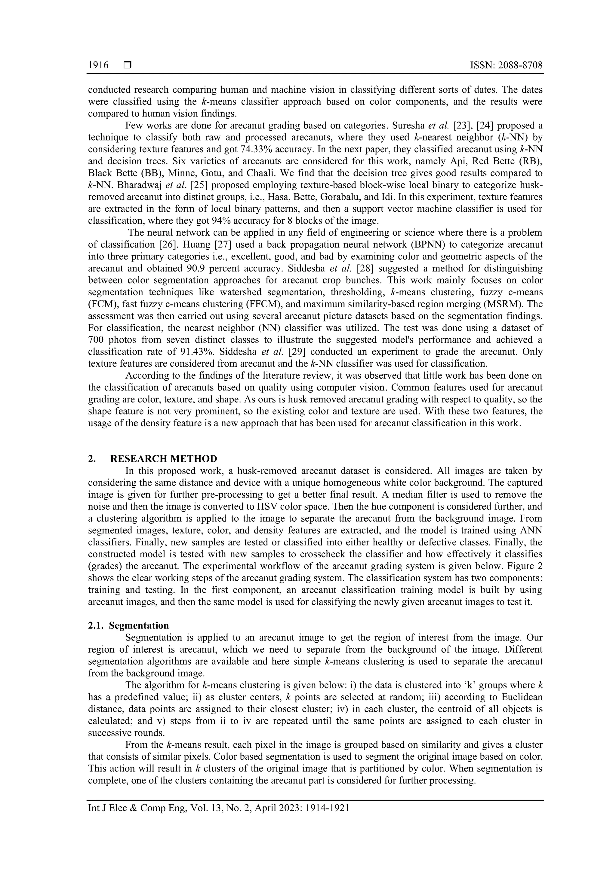 Classification of arecanut using machine learning techniques | PDF