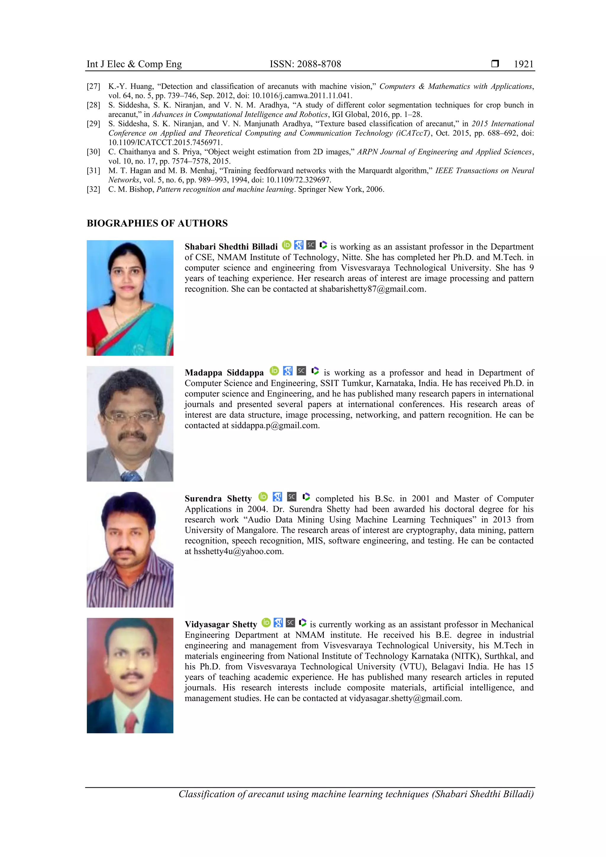Classification of arecanut using machine learning techniques | PDF