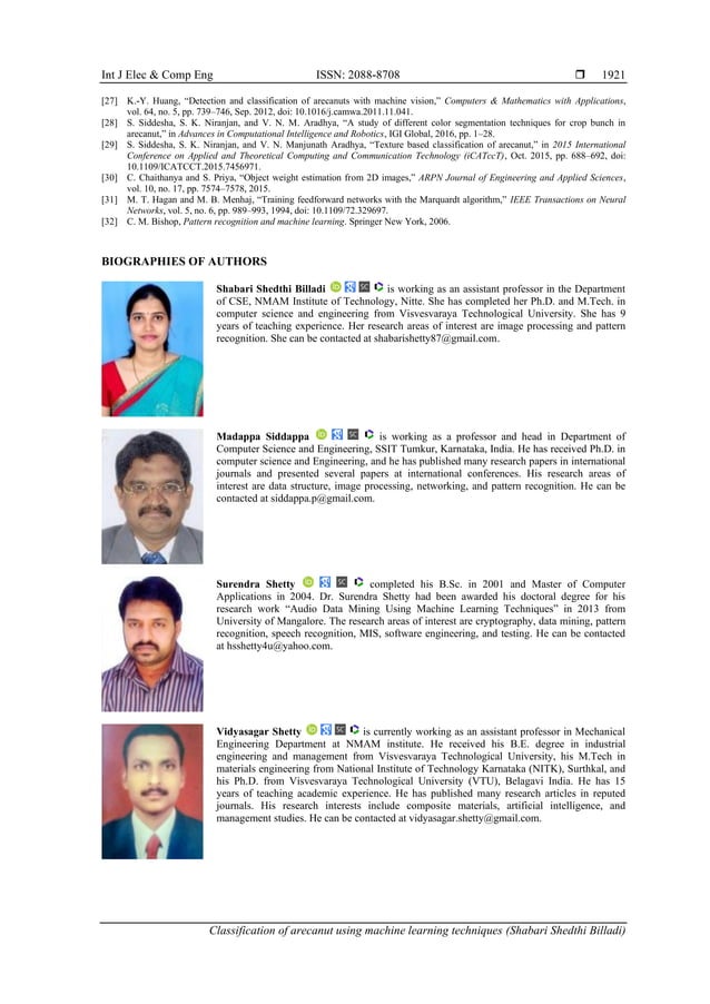 Classification of arecanut using machine learning techniques | PDF