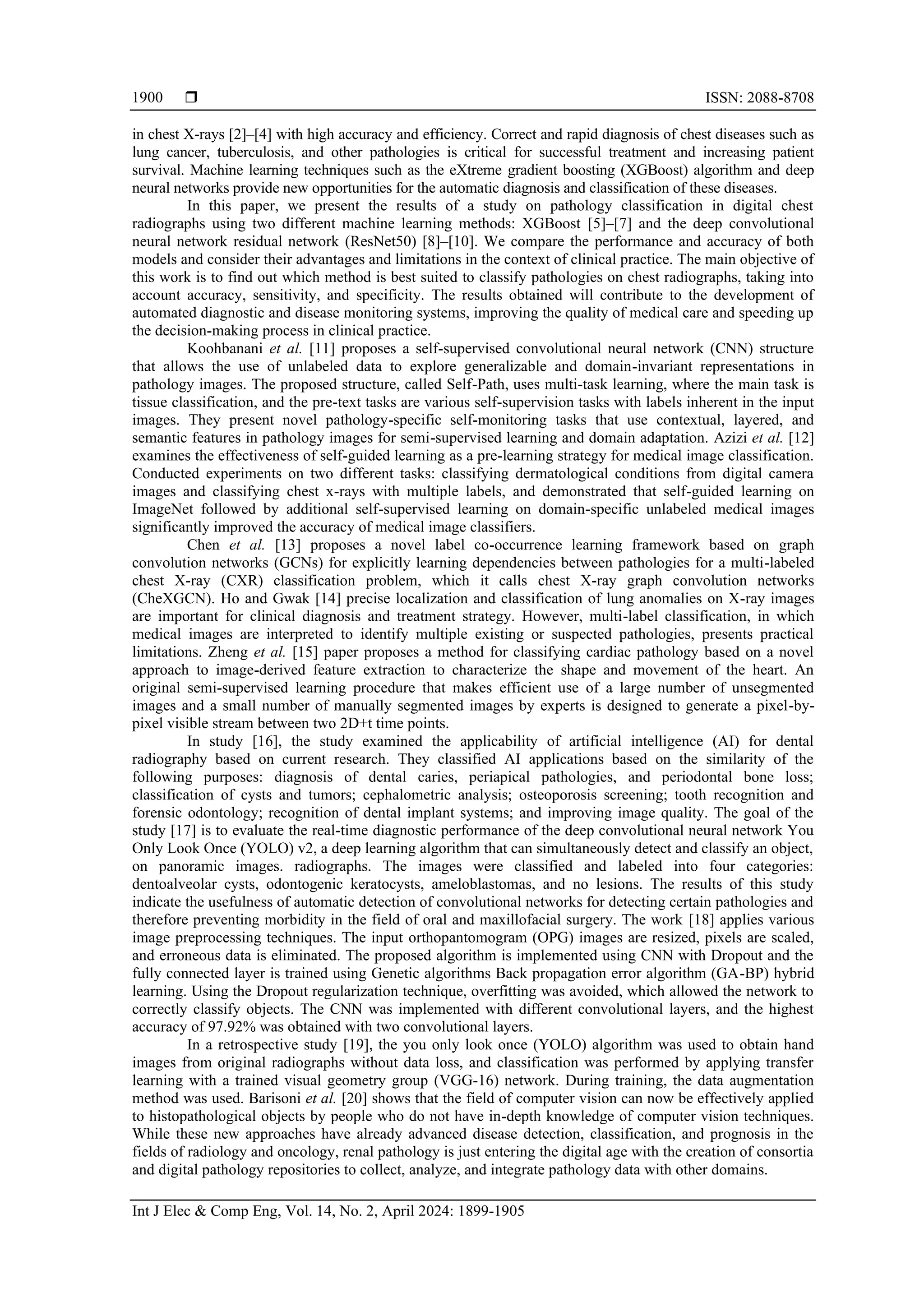 Classification Of Pathologies On Digital Chest Radiographs Using Machine Learning Methods Pdf