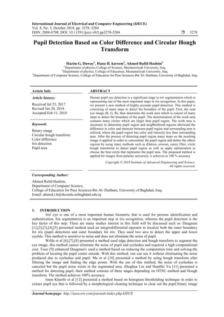 Pupil Detection Based on Color Difference and Circular Hough Transform | PDF