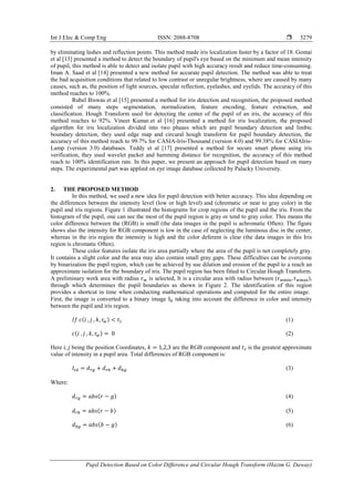 Pupil Detection Based on Color Difference and Circular Hough Transform | PDF