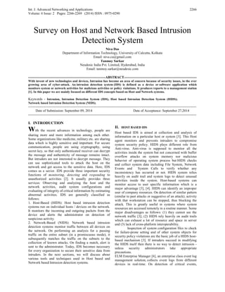 Survey on Host and Network Based Intrusion Detection System | PDF