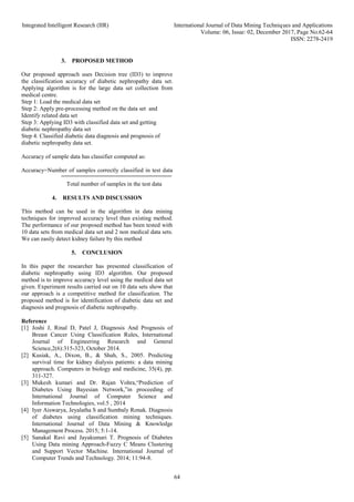 Kidney Failure Due to Diabetics – Detection using Classification Algorithm in Data Mining | PDF