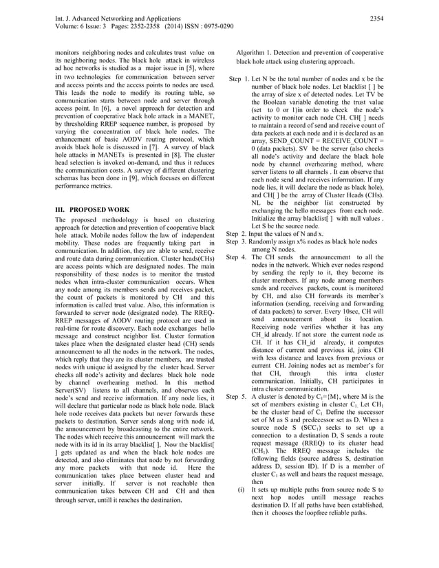 Performance Comparison Of Cluster Based And Threshold Based Algorithms For Detection And