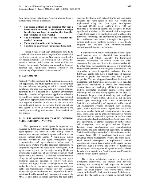 Network Monitoring and Traffic Reduction using Multi-Agent Technology | PDF | Computer ...