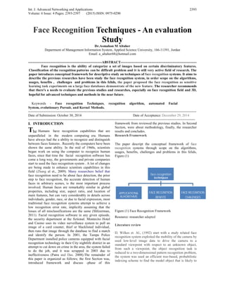 Face Recognition Techniques - An evaluation Study | PDF