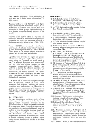 Applications of Pattern Recognition Algorithms in Agriculture: A Review ...