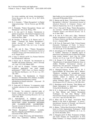 Applications of Pattern Recognition Algorithms in Agriculture: A Review ...