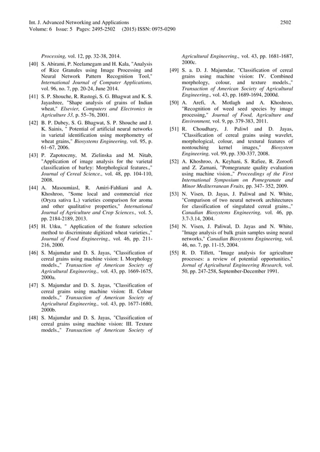 Applications Of Pattern Recognition Algorithms In Agriculture A Review Pdf