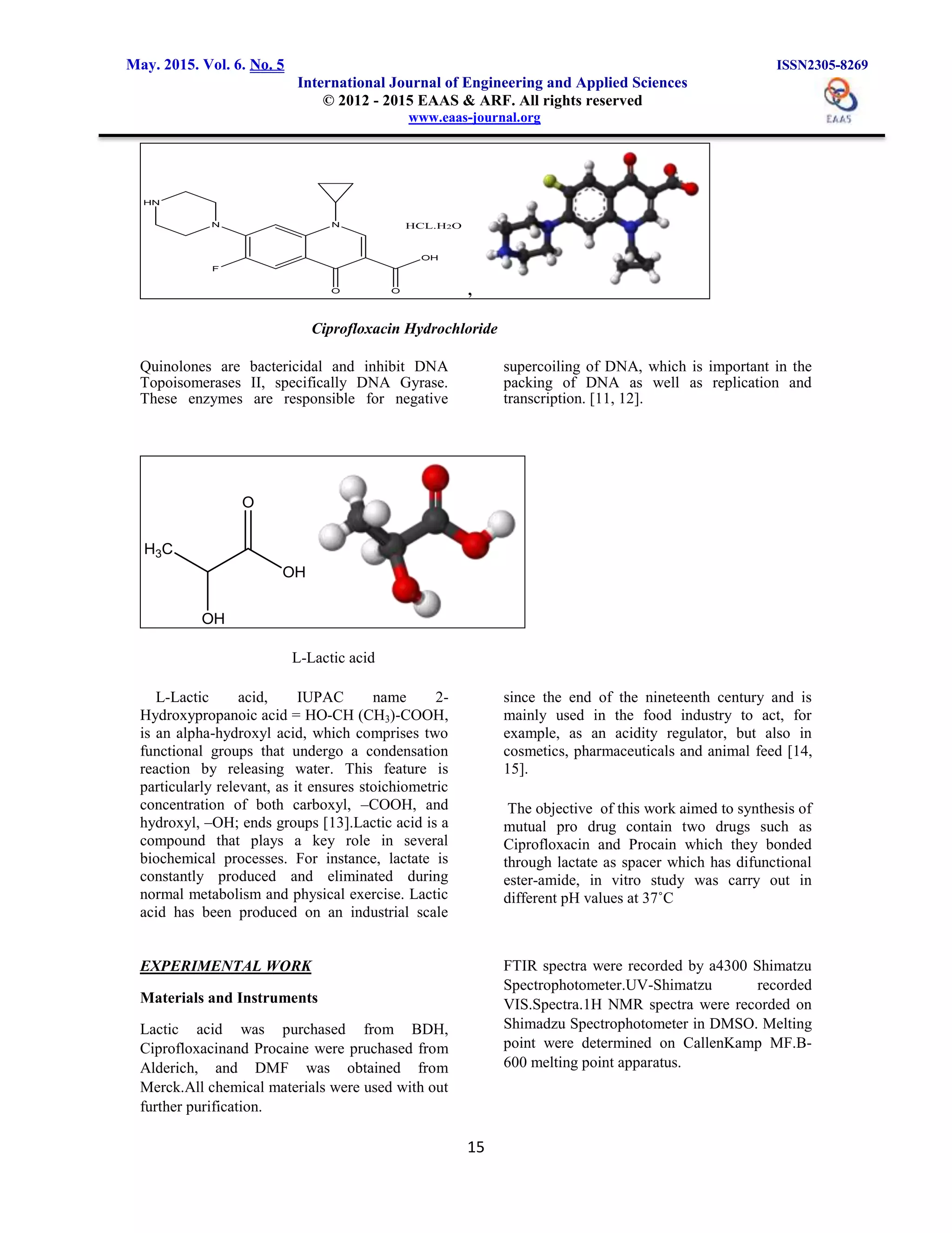 SYNTHESIS OF CIPROFLOXACIN LACTATE PROCAINAMIDE | PDF