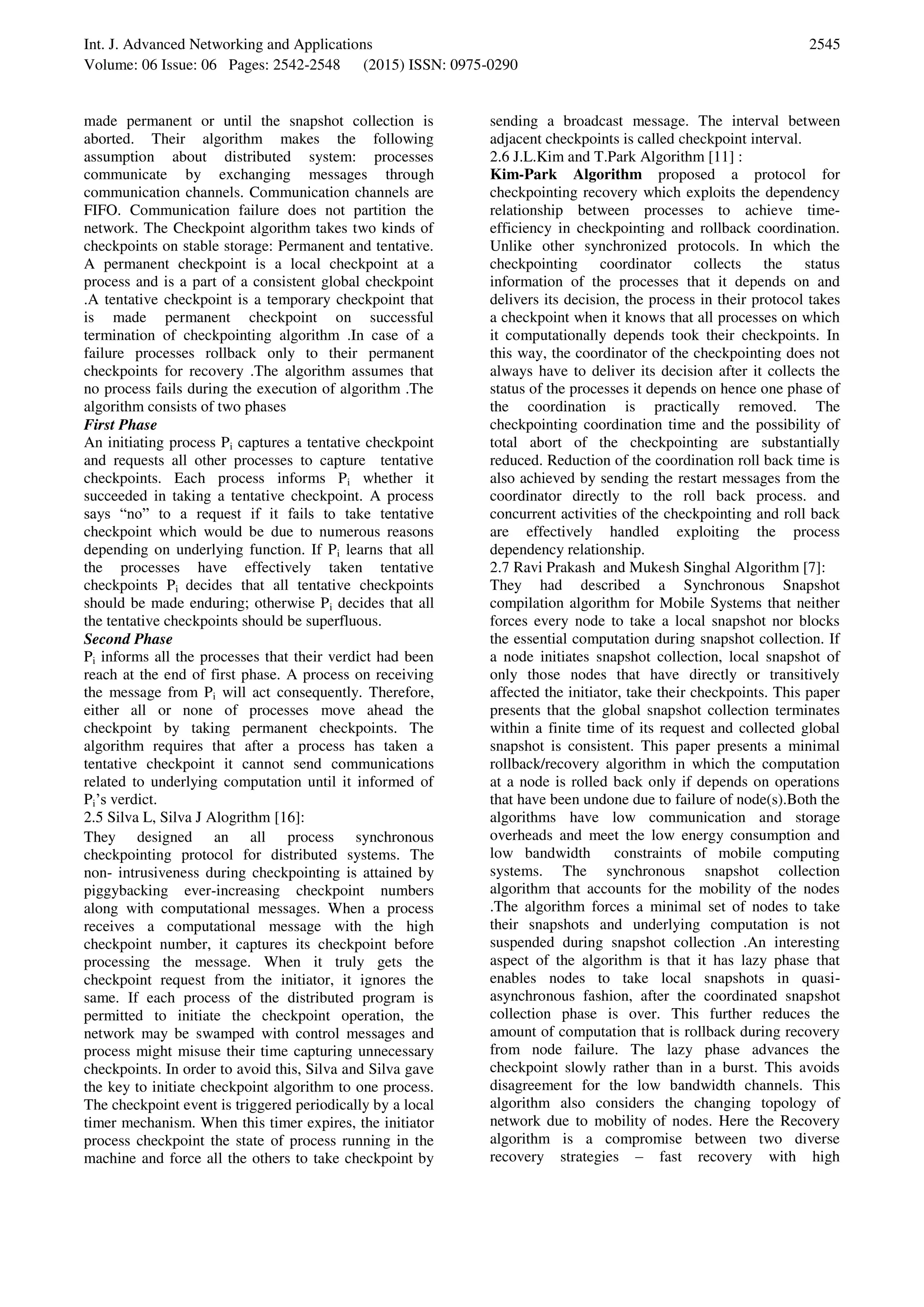 Review Of Some Checkpointing Schemes For Distributed And Mobile Computing Environments Pdf