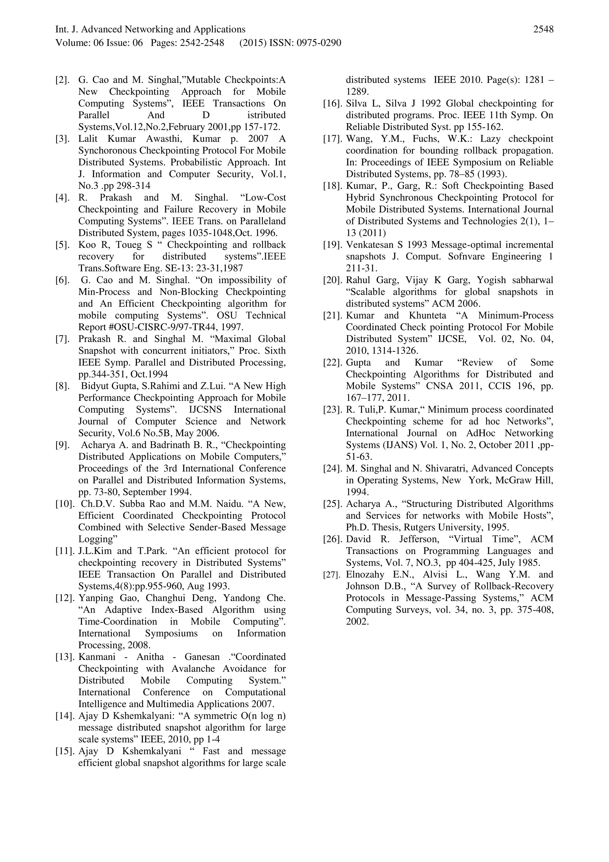 Review Of Some Checkpointing Schemes For Distributed And Mobile Computing Environments Pdf