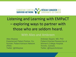 Listening and Learning with EMPaCT - Exploring ways to partner with ...