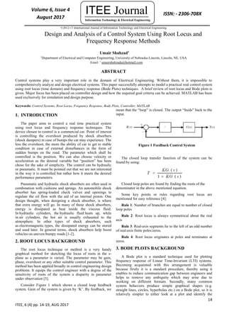 Design and Analysis of a Control System Using Root Locus and Frequency Response Methods | PDF ...