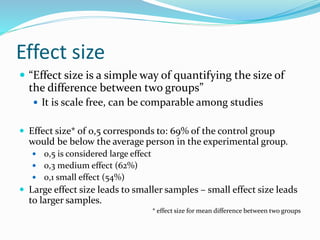 Sample Size Estimation and Statistical Test Selection | PPT