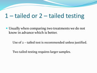 Sample Size Estimation and Statistical Test Selection | PPT